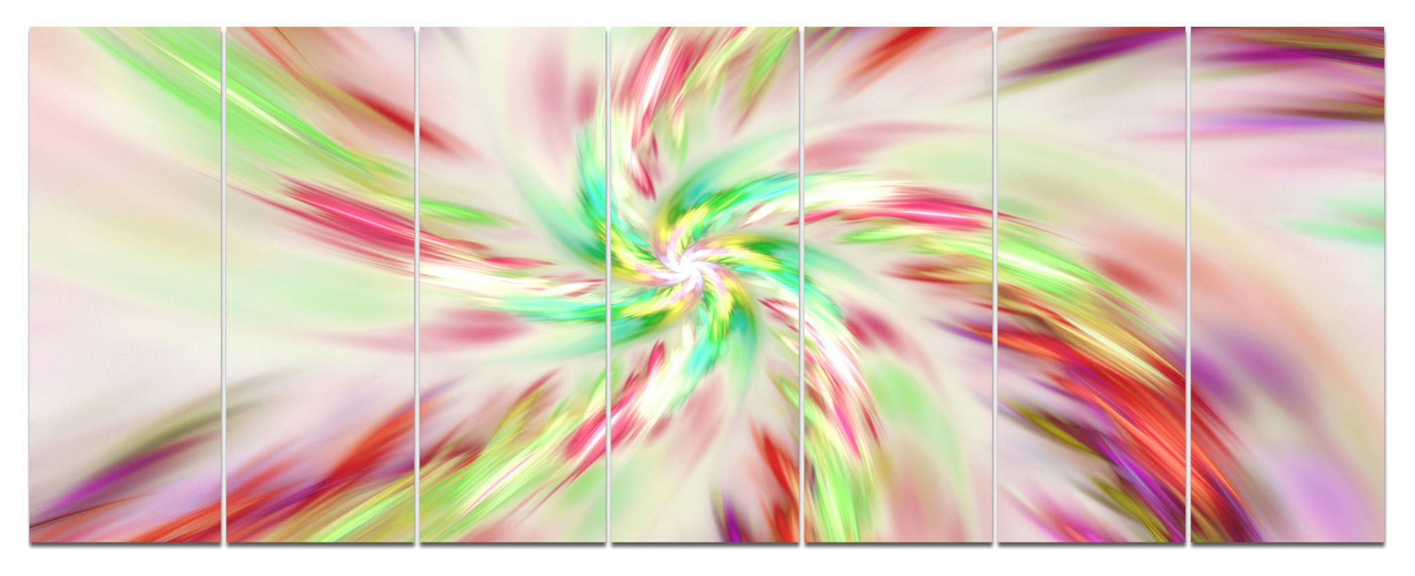 Exotic Multi Color Spiral Flower, Multipanel Abstract Canvas Art Print, 83"x32" - Contemporary ...