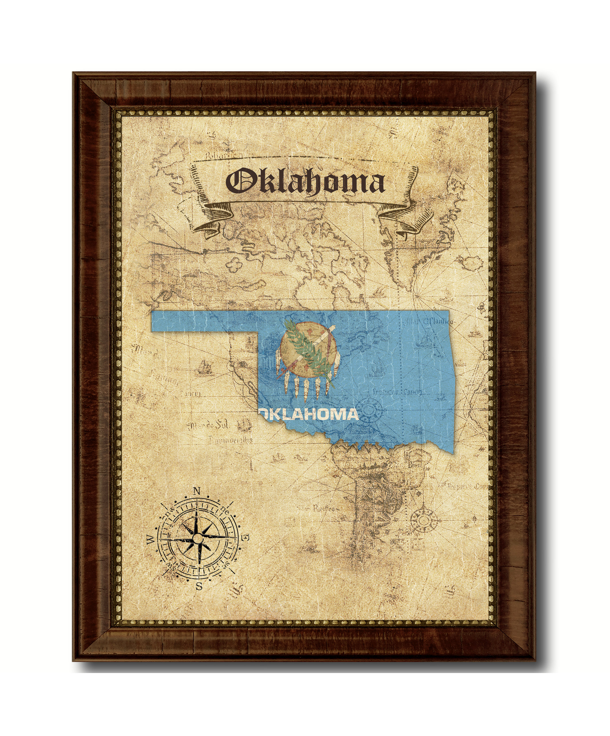 Oklahoma State Vintage Map, 15"x19", 15"x19" - Traditional - Prints And ...