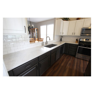 White Kitchen with White Subway Tile and Eternia Quartz Countertop ...