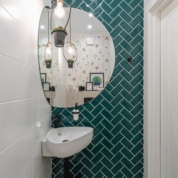 75 Beautiful Cloakroom with Green Tiles Ideas and Designs - March 2023 ...