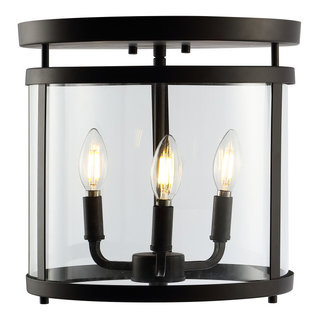 Ciel Simple 12.5" 3-Light Metal/Glass Vintage LED Flush Mount, Oil ...