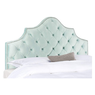 Contemporary Queen Headboard, Button Tufted Design With Nailhead ...
