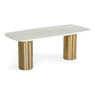 Corbin Glam White Marble and Brush Gold Dining Table - Contemporary ...