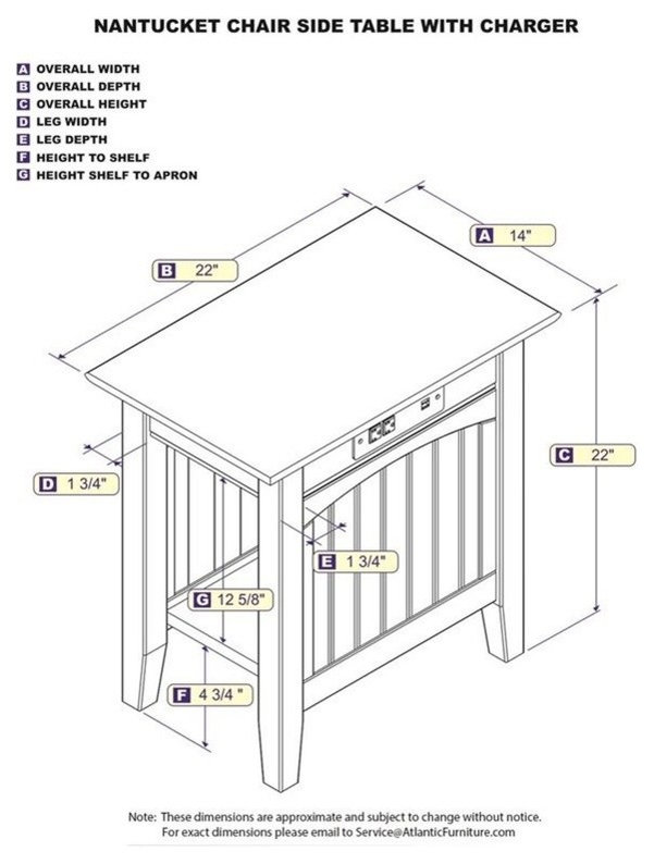 Pemberly Row Transitional Wood Side Table with USB Charging Ports in ...
