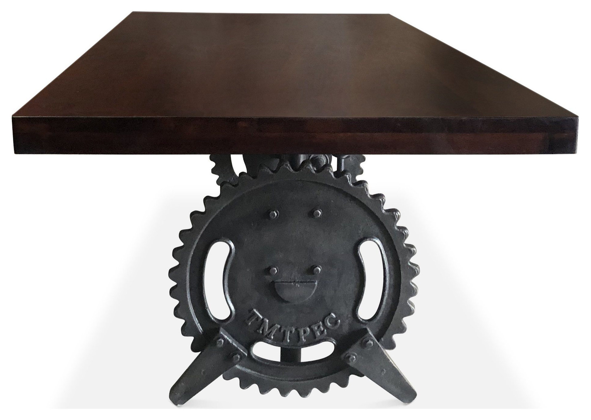 Steampunk Adjustable Dining Table - Iron Crank Base - Mahogany Top ...