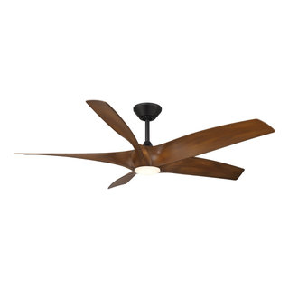 Zephyr 5 62" Ceiling Fan, Matte Black/Distressed Koa - Transitional ...