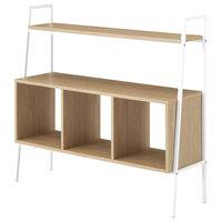 Modern Industrial Console Table, White Metal Frame & 3 Open Cubbies ...