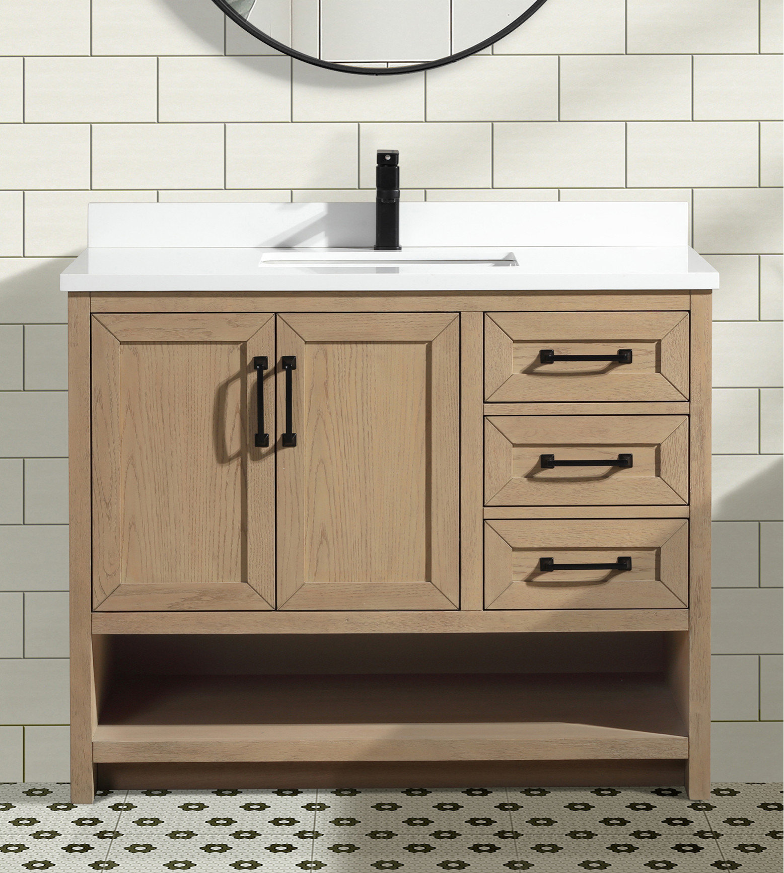 Venice 42" Bathroom Vanity Oak Gray Finish - Transitional - Bathroom ...