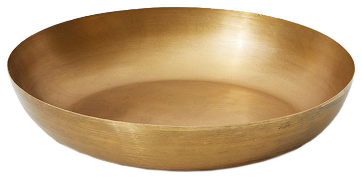 Serene Spaces Living Smooth Gold Round Decorative Iron Bowl, 10" Dia ...