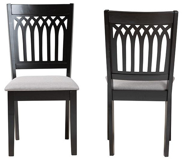 Genesis Modern Grey Fabric and Dark Brown Finished Wood 2-Piece Dining ...