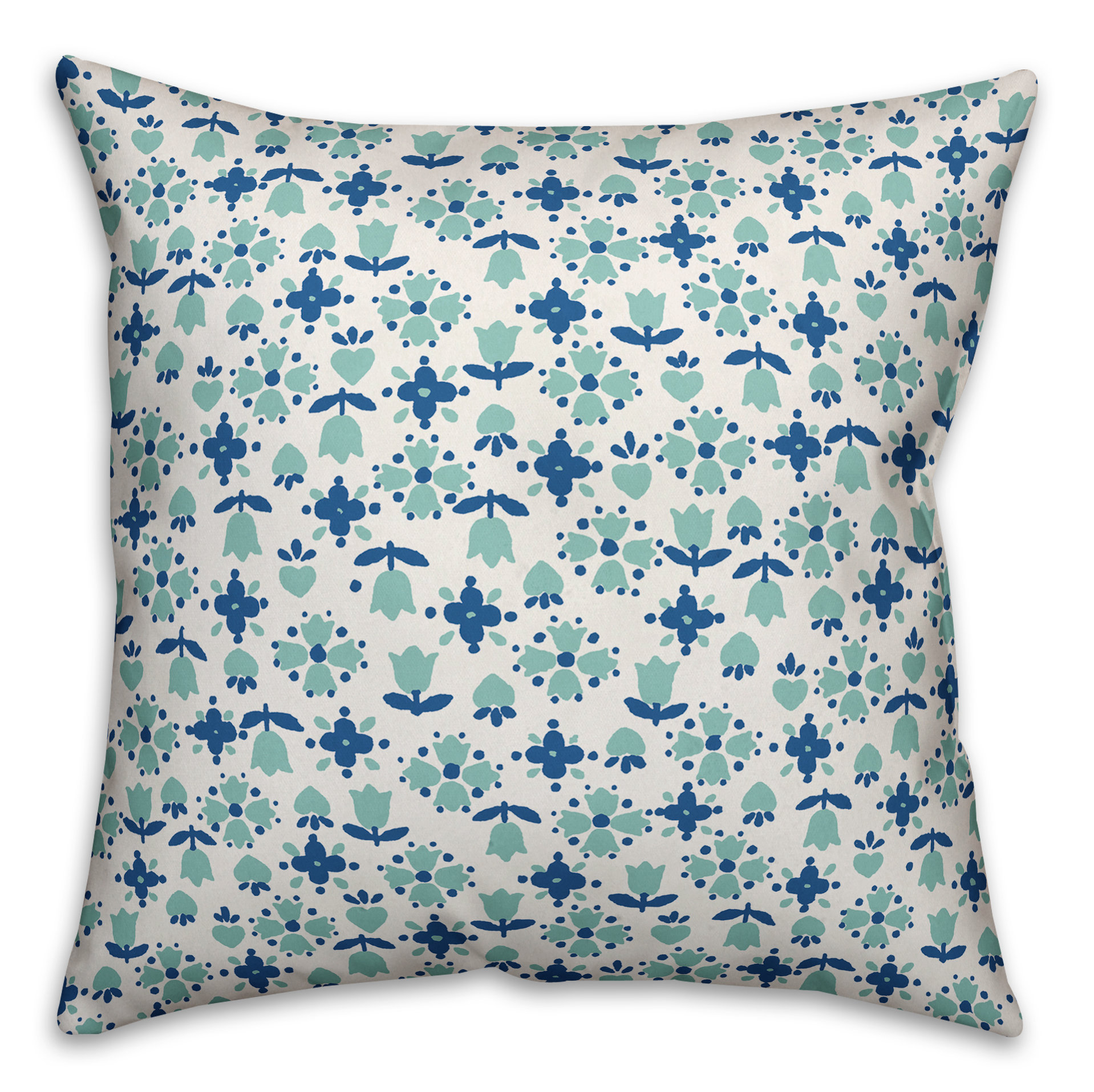 Tulip Pattern, Dark Blue Throw Pillow Cover, 16"x16" - Contemporary ...
