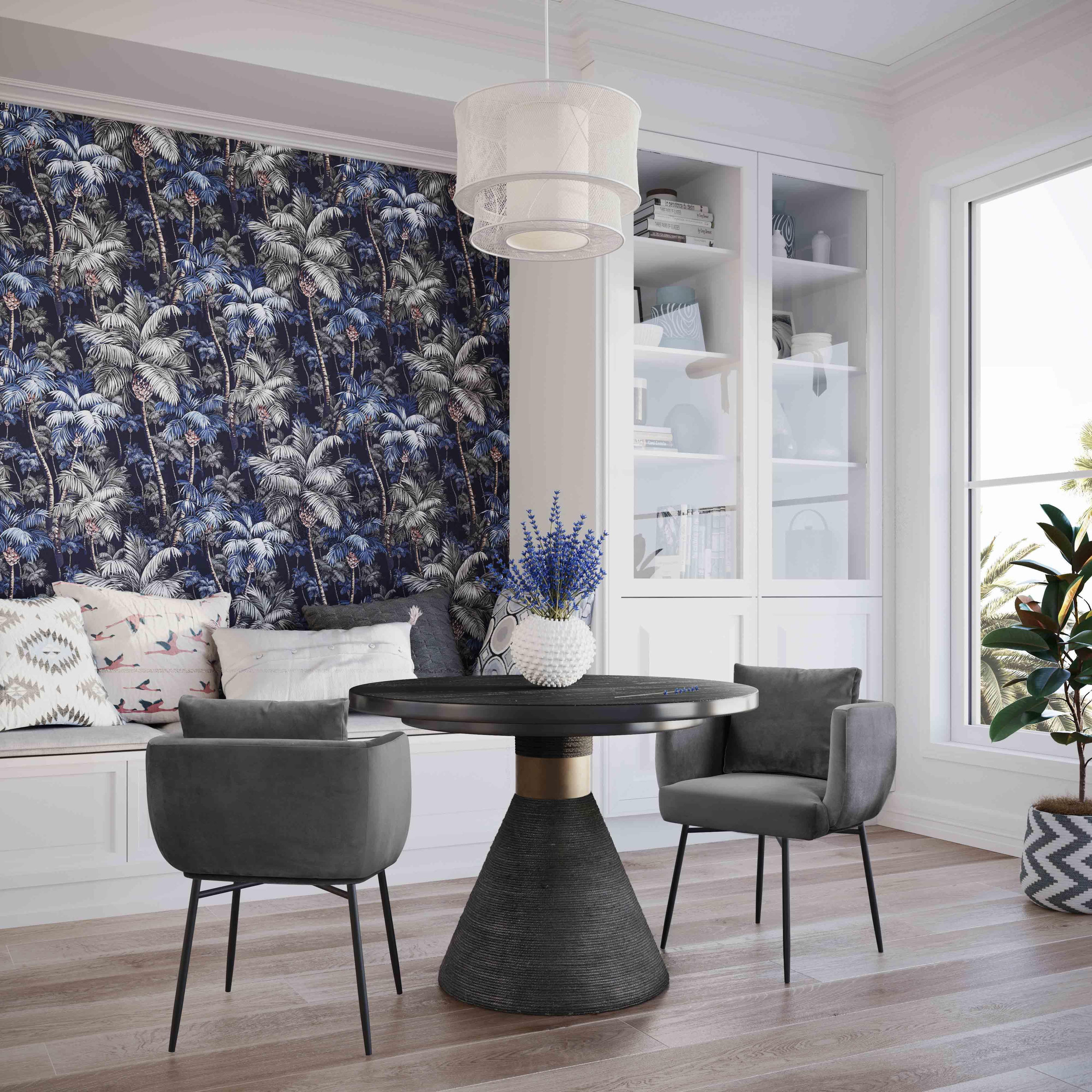 Rishi Rope Round Table, Round Modern Wooden Kitchen Table, 47.5 ...