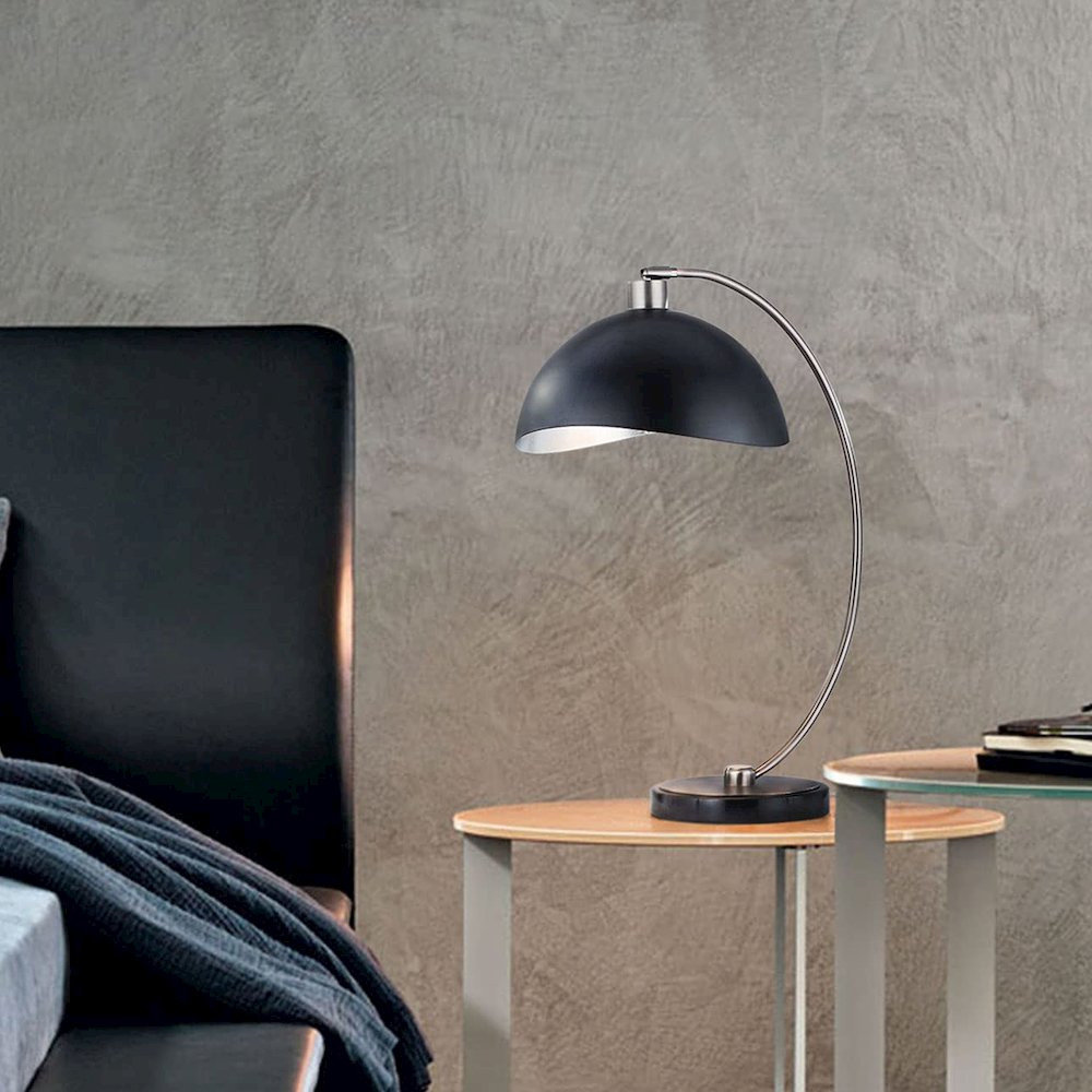 Luna Bella Table Lamp - Nickel/Matte Black/Silver Leaf - Traditional ...
