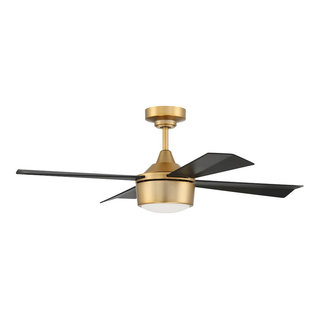 Craftmade 42" Theo Ceiling Fan, Brass/Black Blades,Light Kit/Frost ...