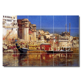 Edwin Weeks Waterfront Painting Ceramic Tile Mural #157, 36" Wide x 24 ...