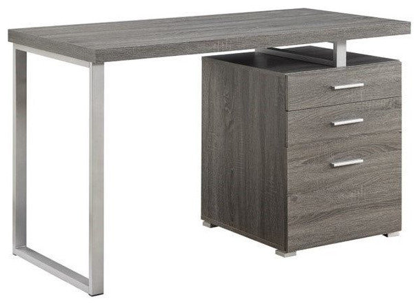 Coaster Brennan 3-Drawer Wood Office Desk Weathered Gray and Silver ...
