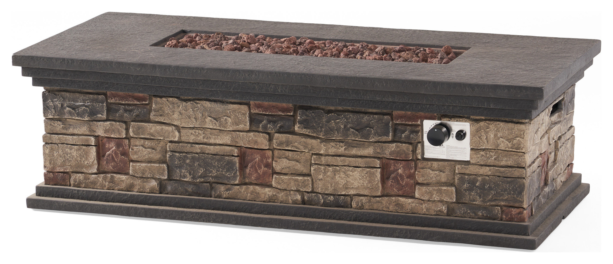 Troy Outdoor 50,000 BTU Lightweight Concrete Fire Pit, No Tank Holder ...