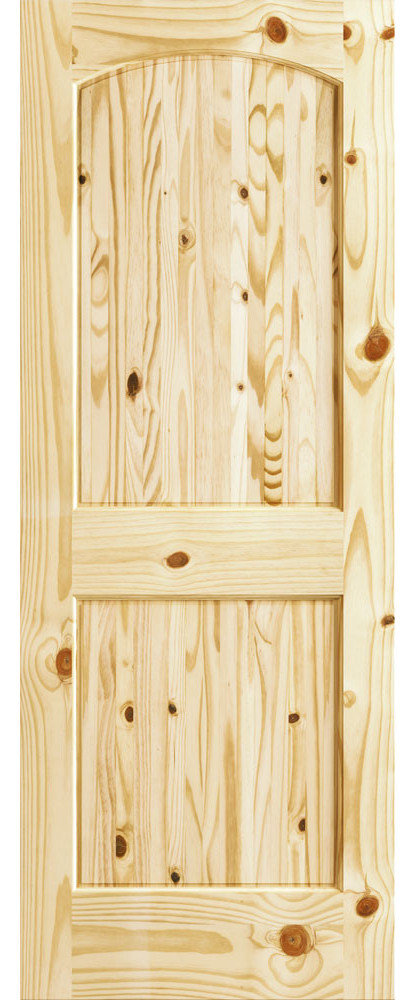 Two Panel Knotty Pine Arch-top V-Groove Door, Knotty Pine, 18"x80"x1 ...