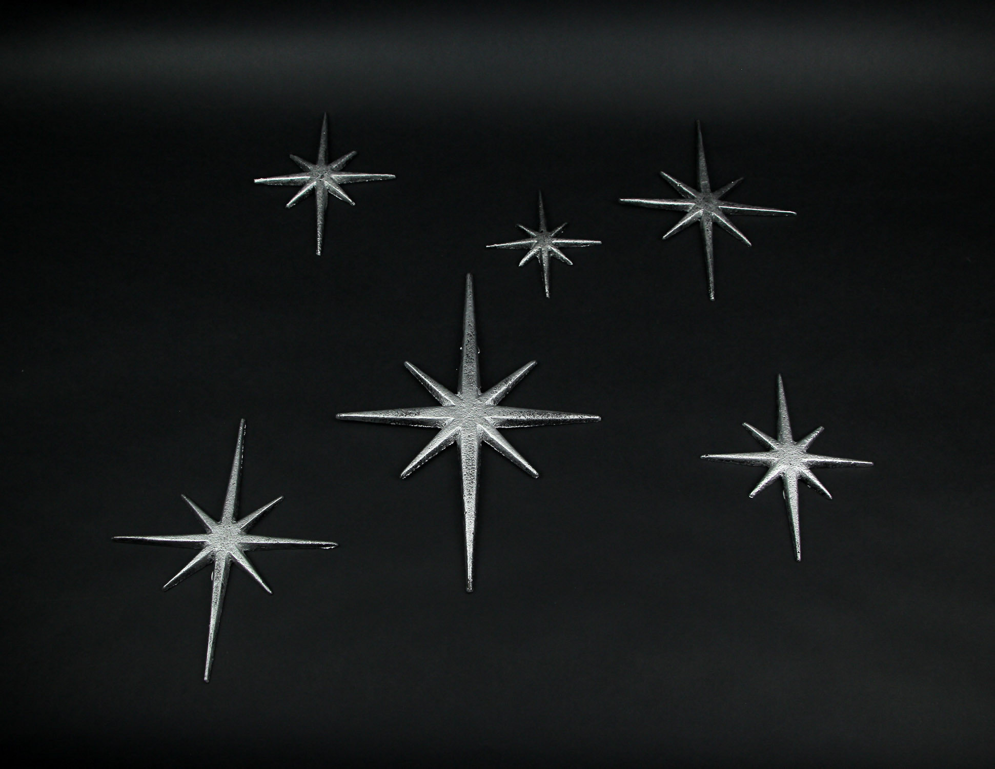 Set of 6 Cast Iron Starburst Wall Hangings Mid Century Modern 8 Pointed ...