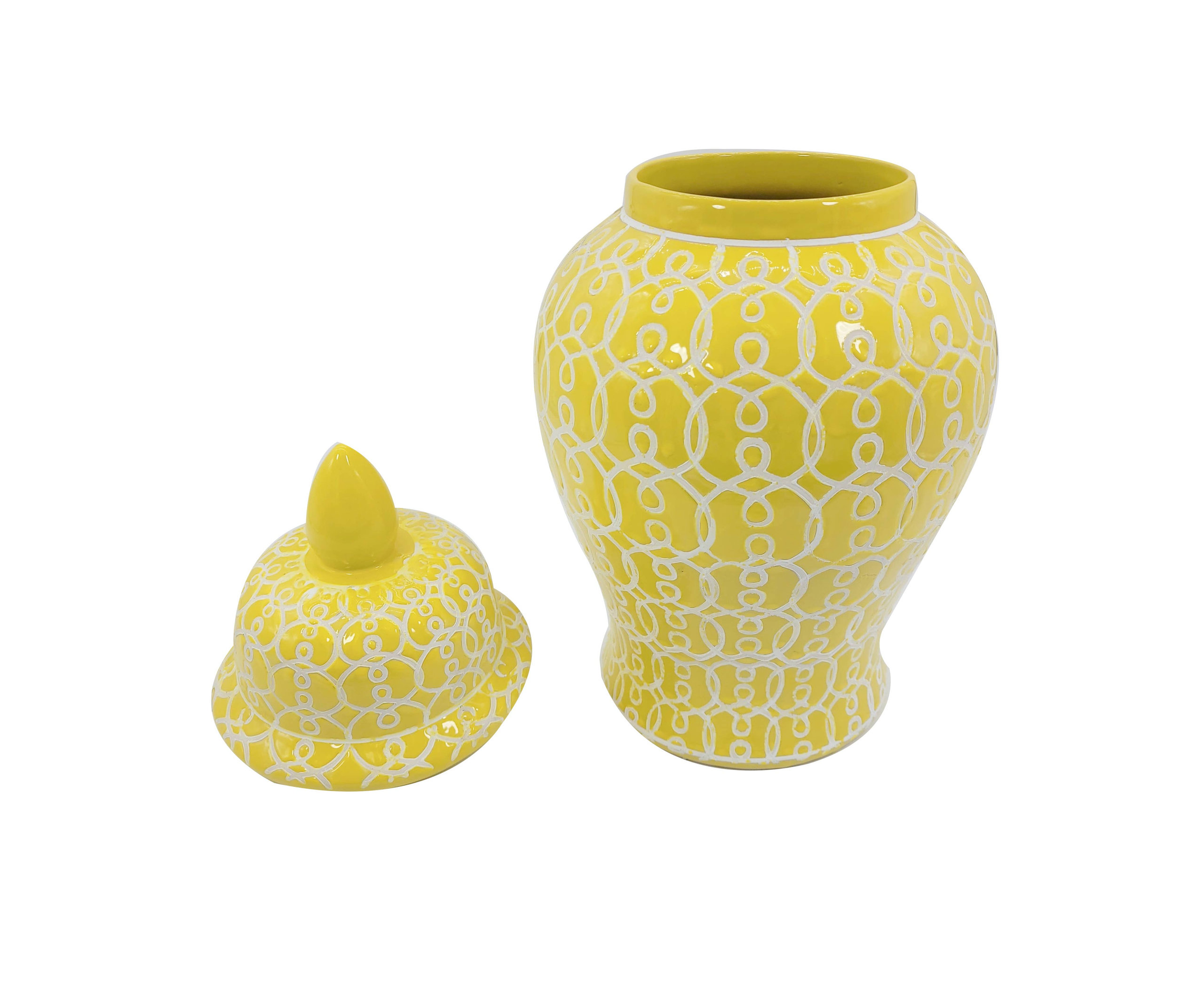 18" Yellow Patterned Ginger Jar - Asian - Decorative Jars And Urns - by ...