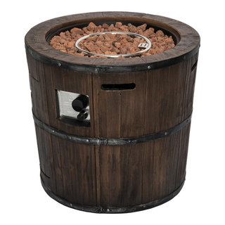 Round Concrete Outdoor Fire Pit with Gas Regulator - Rustic - Fire Pits ...