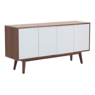 Walnut buffet table wood and stainless steel sideboard table console ...
