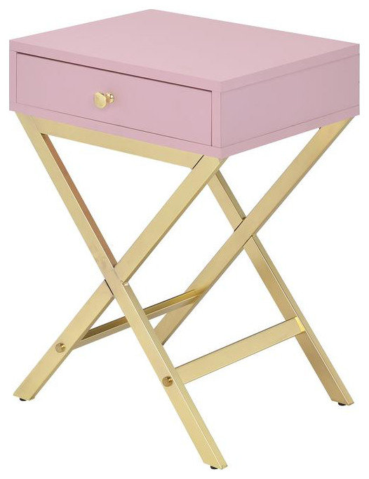 Coleen Side Table, Pink & Gold - Contemporary - Side Tables And End ...