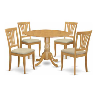 5-Piece Kitchen Nook Dining Set, Round Table and 4 Chairs, Oak ...