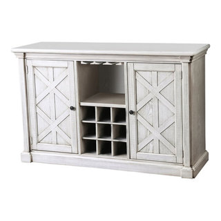 Furniture of America Cassie Wood Wine Rack Buffet in Antique White ...