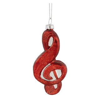 4.25" Red Treble Clef Glass Christmas Ornament - Modern - Christmas ...