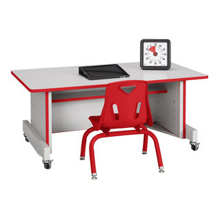 Rainbow Accents Apollo Single Computer Desk - Red - Contemporary - Kids ...