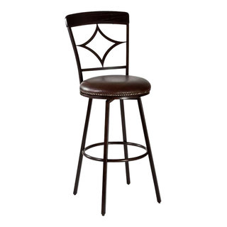 Hillsdale Constance Swivel Counter Stool, Dark Brown, Brown PU, 30" - Bar Stools And Counter ...