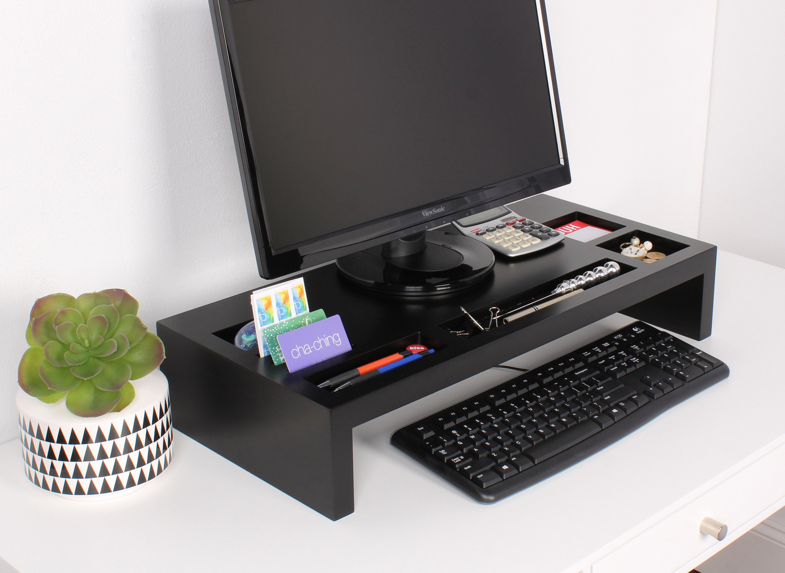 Kate and Laurel Briggs Wood Desktop Organizer Monitor Bridge ...