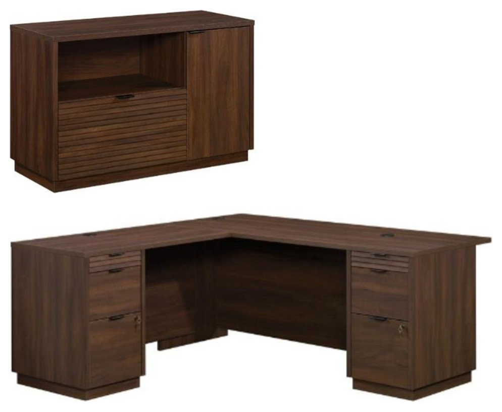 Home Square 2-Piece Set with L-Shaped Computer Desk & Small Filing ...