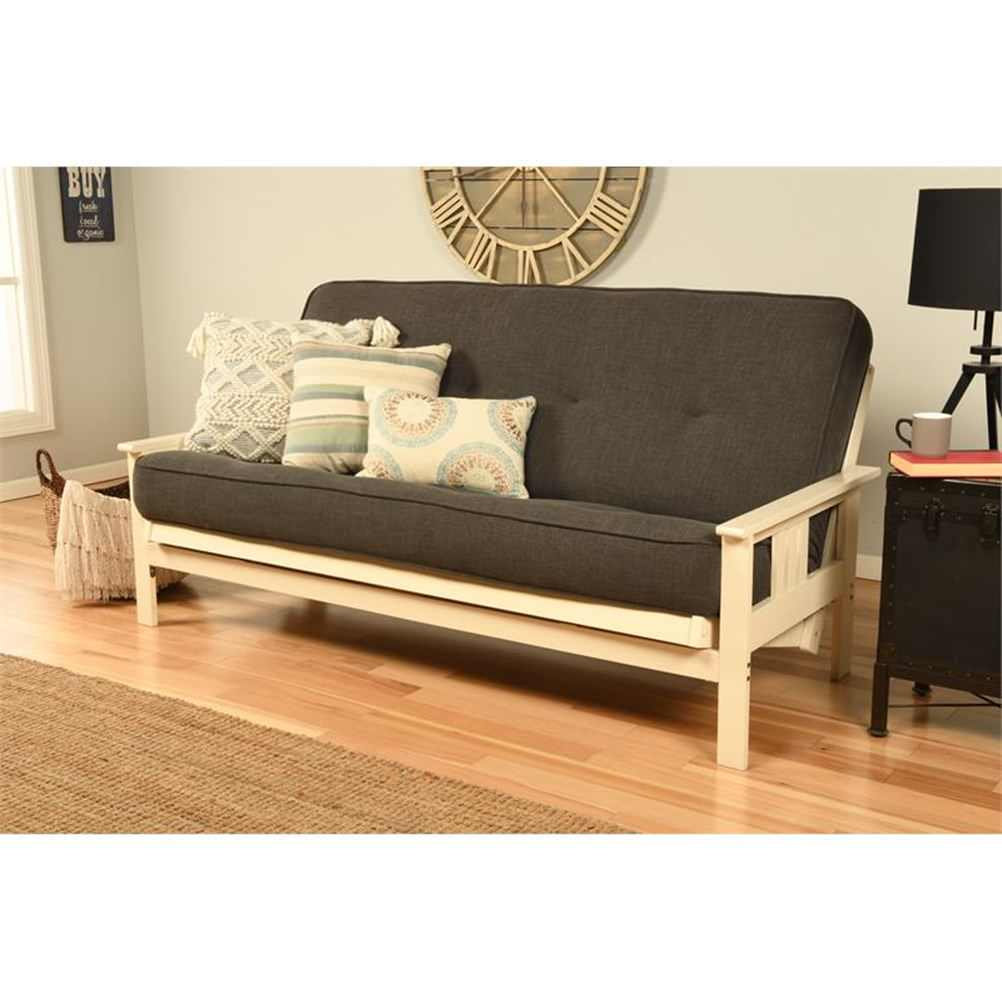 Maklaine Full Linen Fabric Futon in Charcoal Gray-Frame Not Included ...