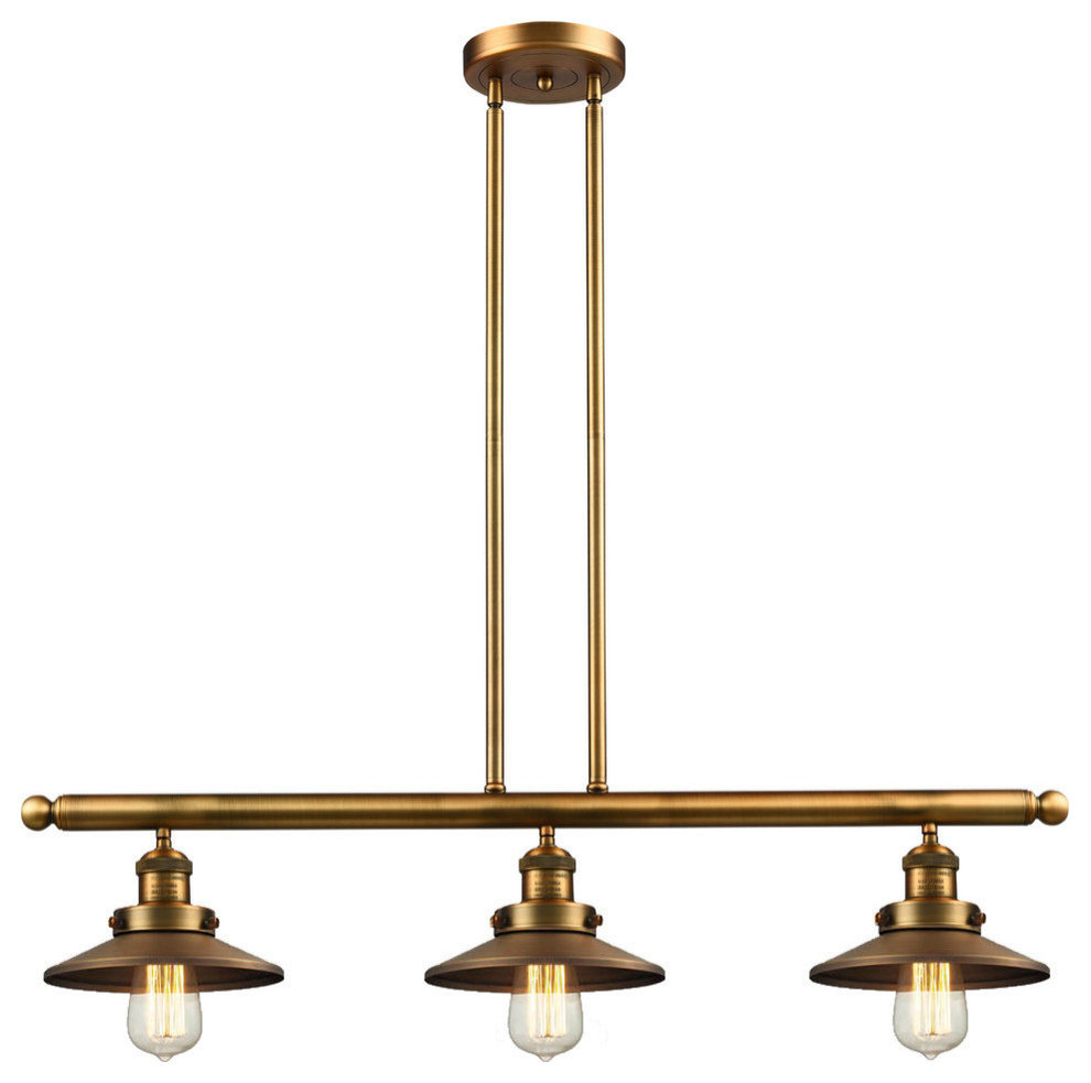 Innovations Railroad 3-Light Island Light, Brushed Brass - Industrial ...