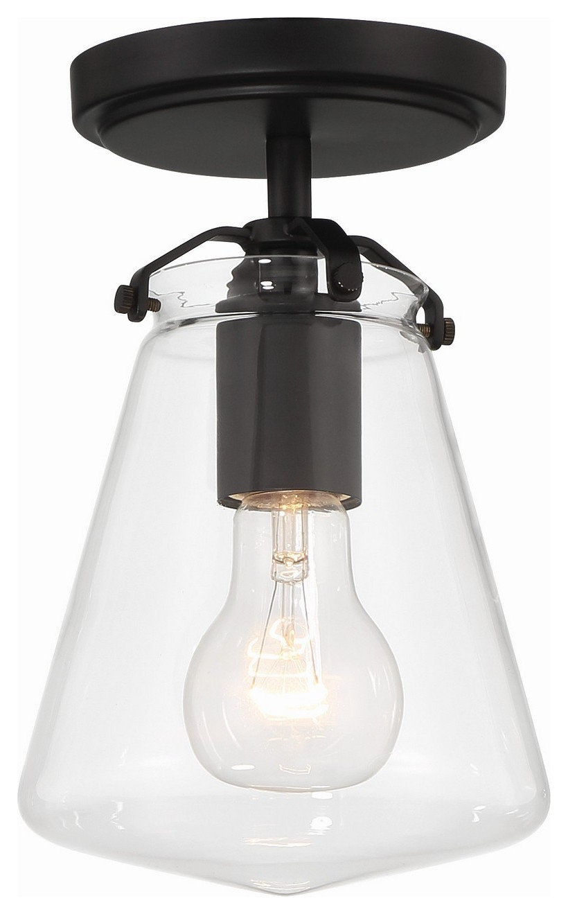 Voss 1-Light Semi Flush Mount, Matte Black - Transitional - Flush-mount ...