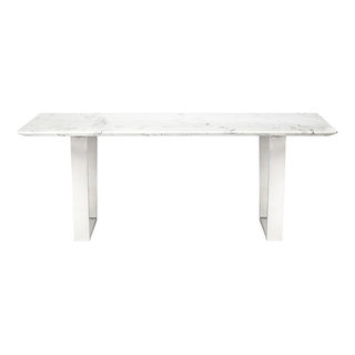 Lazzaro Dining Table white marble top polished stainless - Contemporary - Dining Tables - by ...