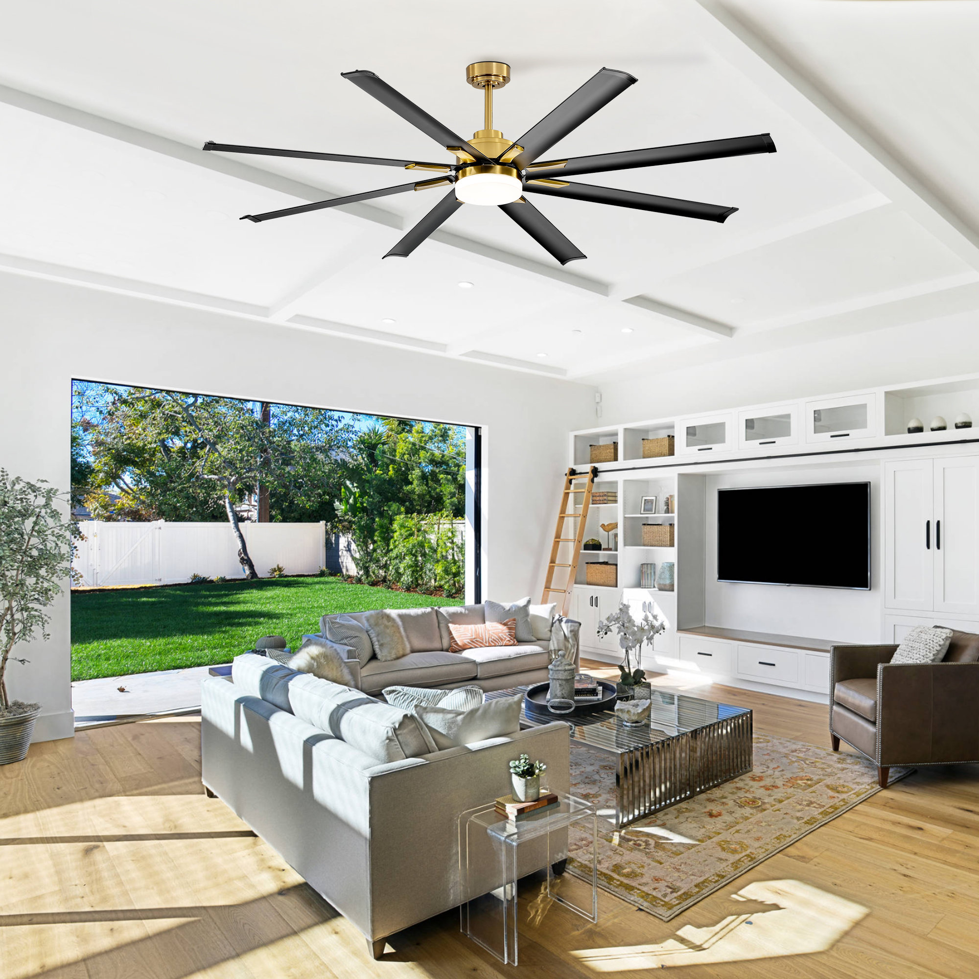72" Indoor/Covered Outdoor 8-Blade LED Large Commercial Ceiling Fan ...