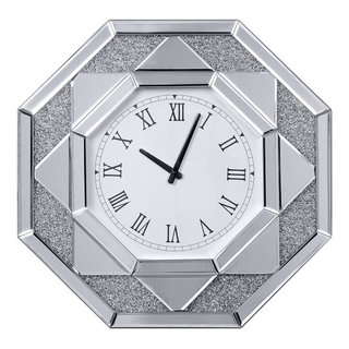 Acme Wall Clock With Mirrored Finish 97613 - Contemporary - Wall Clocks ...