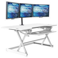 Rocelco 46 Large Height Adjustable Standing Desk Converter with Triple ...