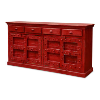 Woodland Red Wooden Sideboard 72" - Farmhouse - Buffets And Sideboards ...
