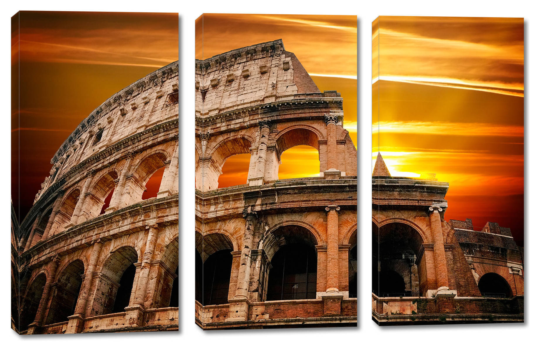 Rome, Italy Colosseum Canvas Print, 3 Panel Split, Triptych Wall Art ...