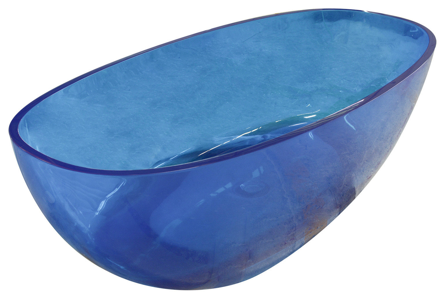 64'' x 29.6'' Freestanding Solid Surface Soaking Bathtub in Translucent ...