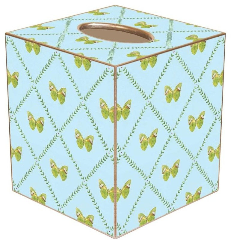 TB465-Aqua Butterfly Tissue Box Cover - Traditional - Tissue Box ...