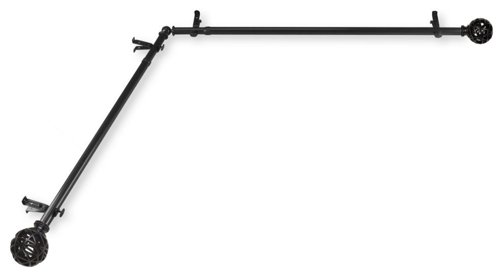 Harmony Corner Window Single Curtain Rod 13/16" Diameter, 66-120 ...