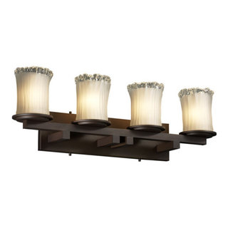 Veneto Luce Dakota Straight-Bar 4-Light Bath Bar, Cylinder With Rippled ...