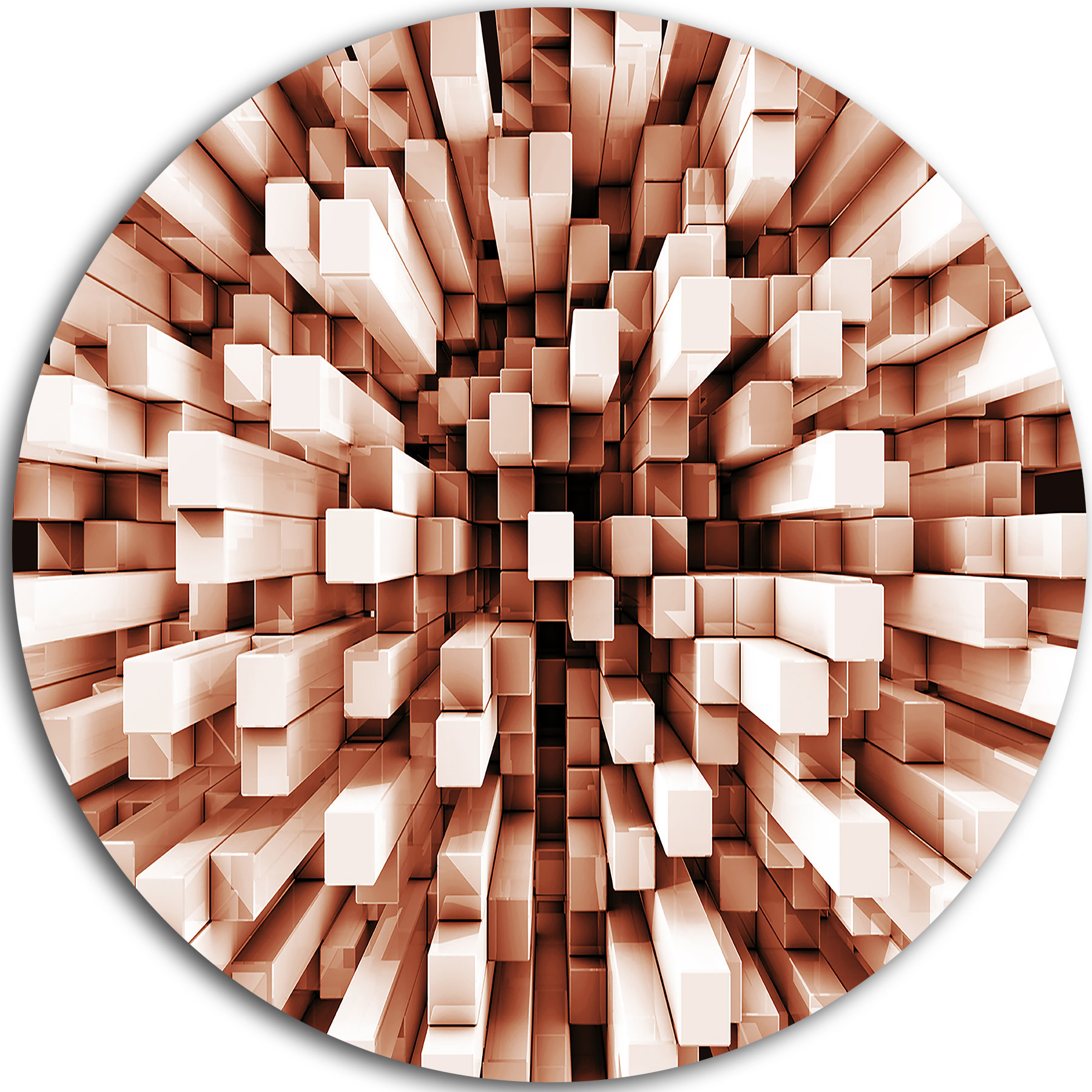 Reflective Checkered Cube, Contemporary Round Wall Art, Disc of 23 inch ...