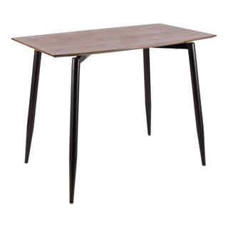 Clara Mid-Century Modern Counter Table With Black Metal Legs/Walnut ...