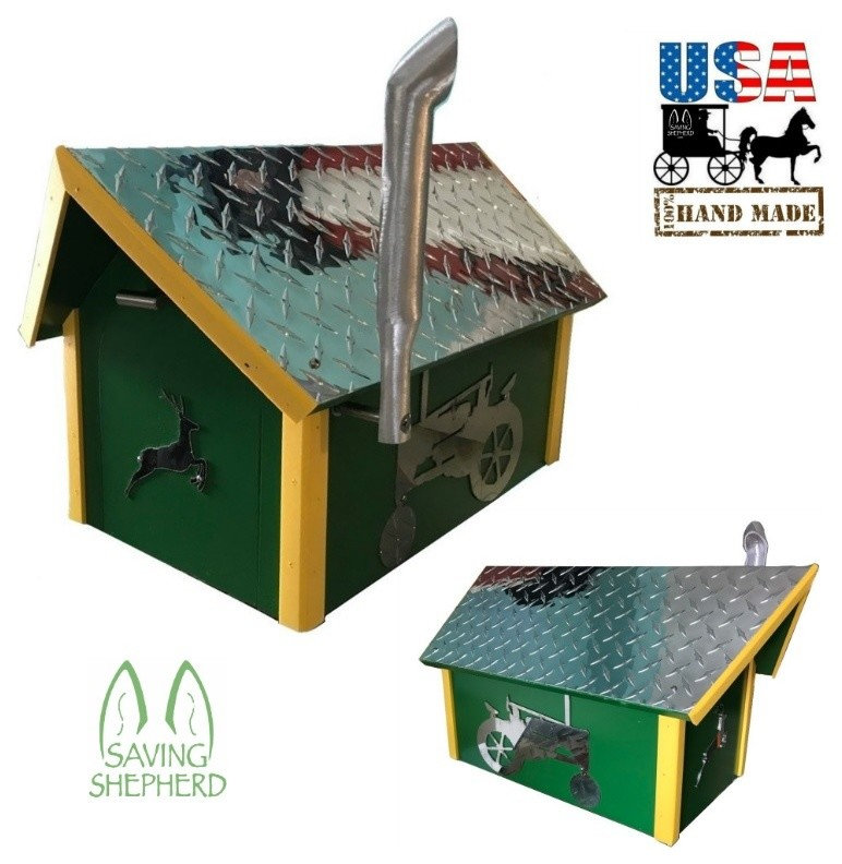 Country Farm Tractor Mailbox, Diamond Plate, Green, Yellow - Rustic ...